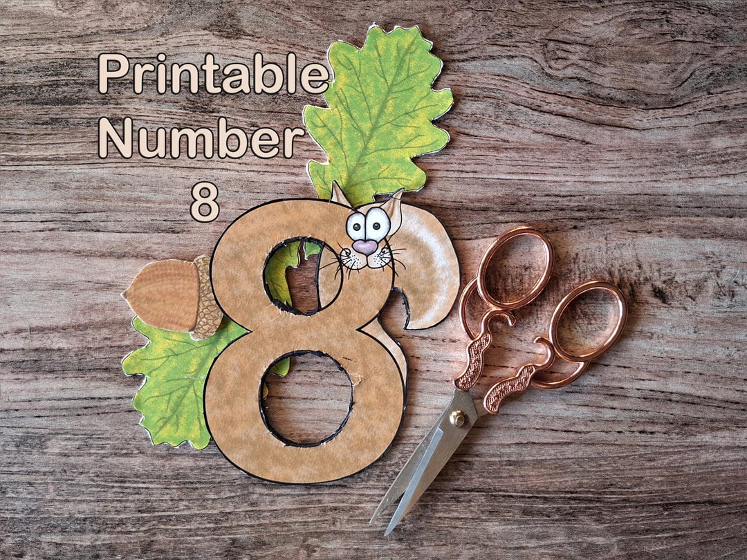 Squirrel Number 8 Poster, Woodland Printable Number, Birthday Decor ...