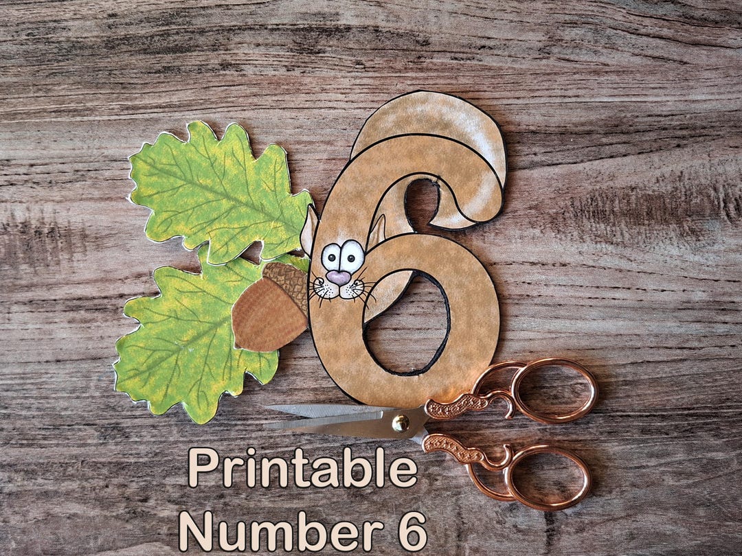 Squirrel Number 6 Poster, Woodland Printable Number, Birthday Decor ...