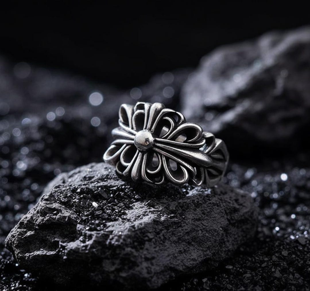 Thai Silver/gold Openwork Cross Flower Thai Silver Vintage Ring,trendy ...