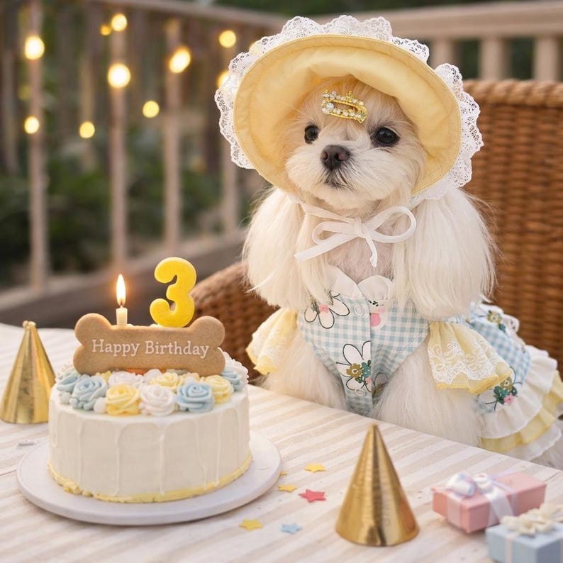 Yellow Embroidered Pet Dress, Pet Birthday Dress,pet Clothing,lace ...