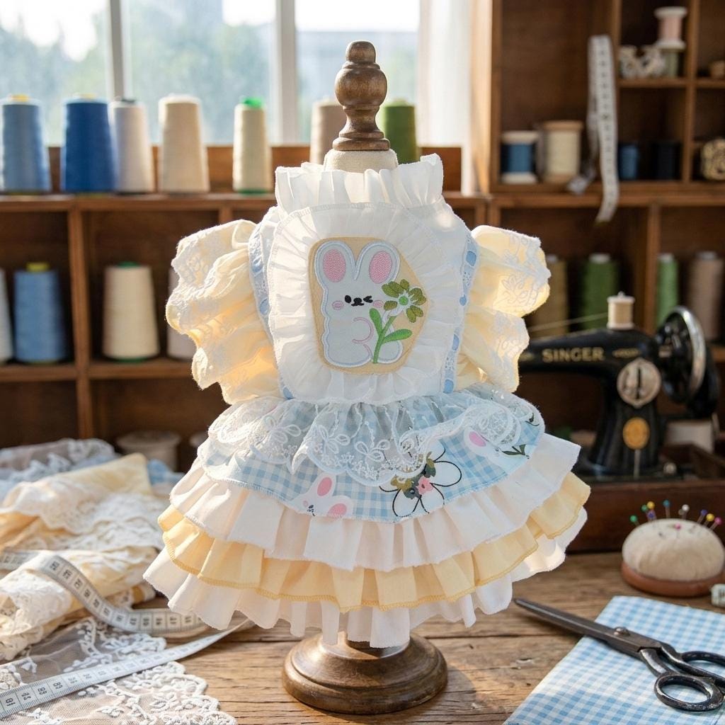 Yellow Embroidered Pet Dress, Pet Birthday Dress,pet Clothing,lace ...