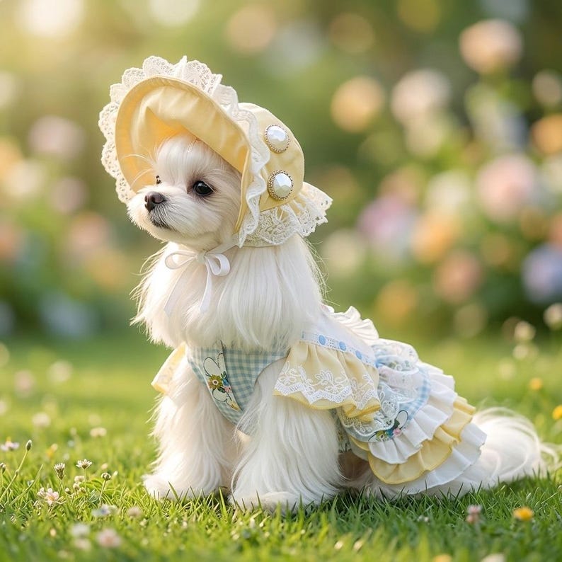 Yellow Embroidered Pet Dress, Pet Birthday Dress,pet Clothing,lace ...