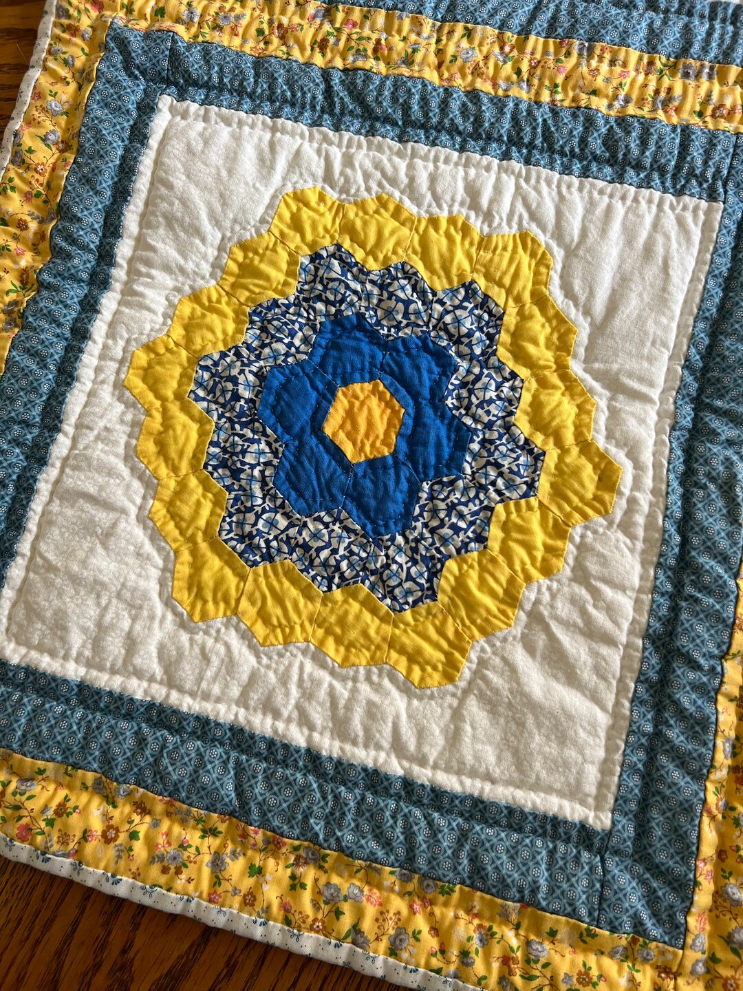Yellow and Blue Flower Garden Quilt - Etsy