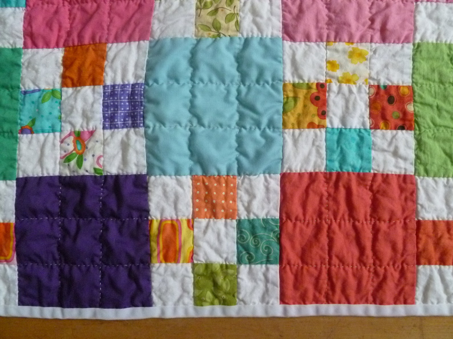 Bright Scrappy Nine Patch Quilt - Etsy