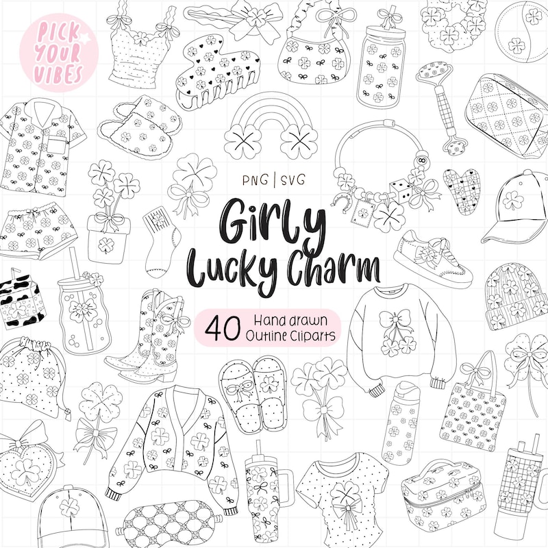 Lucky Charms Clip Art Black and White - Etsy