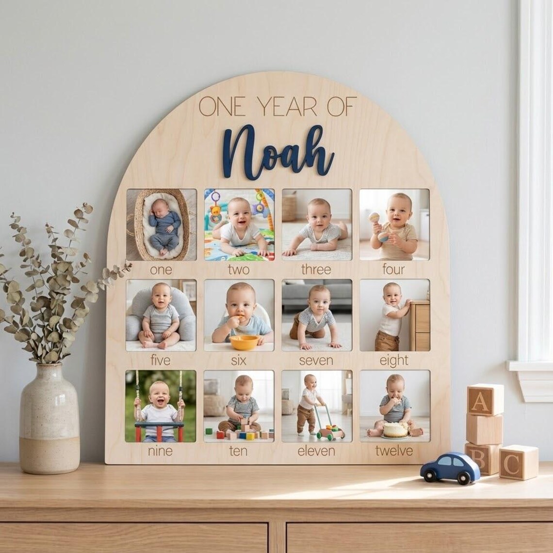 One Year of Baby Board | Personalized First Year Frame | Custom Wooden ...