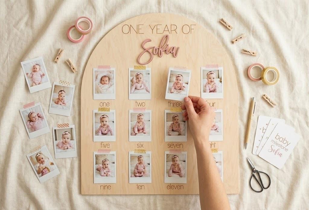One Year of Baby Board | Personalized First Year Frame | Custom Wooden ...