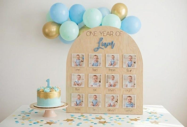 One Year of Baby Board | Personalized First Year Frame | Custom Wooden ...