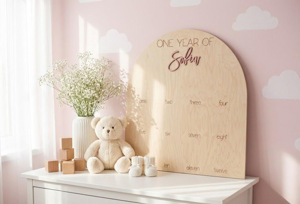 One Year of Baby Board | Personalized First Year Frame | Custom Wooden ...