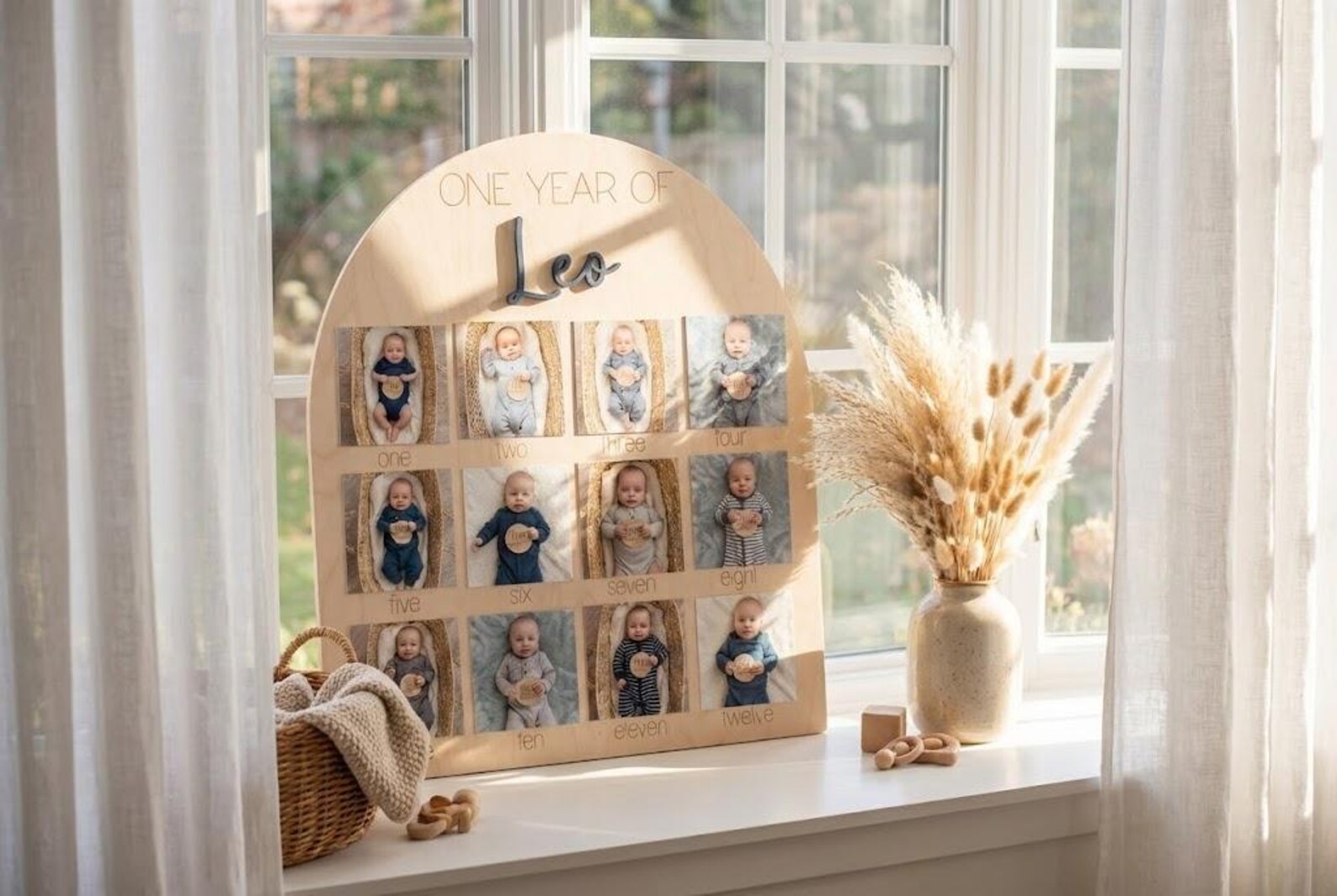 One Year of Baby Board | Personalized First Year Frame | Custom Wooden ...