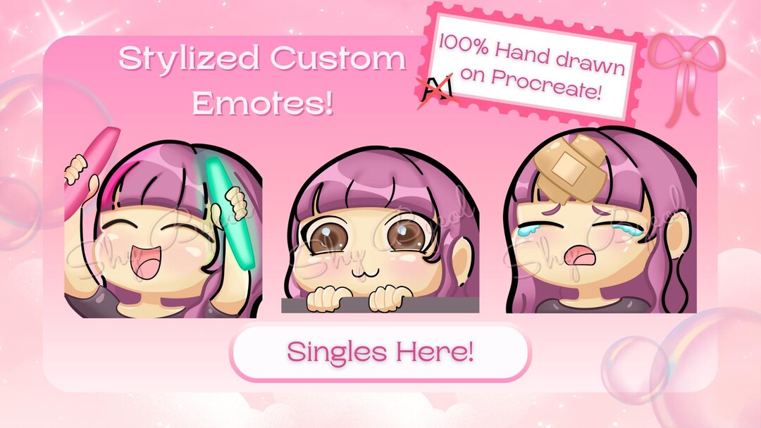 1 Custom Twitch Emote / Hand Drawn Chibi Anime Style - Etsy