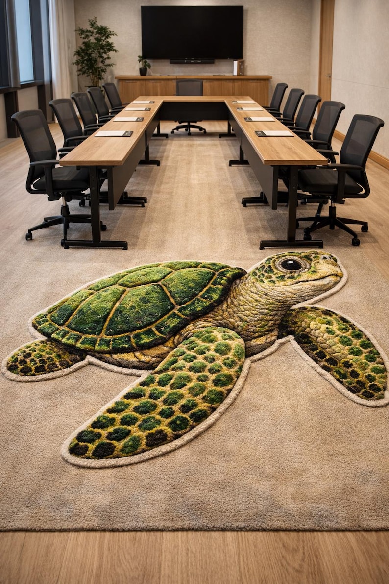Green Sea Turtle Rug | Coastal Living Room, Kids Room & Beach House - Etsy