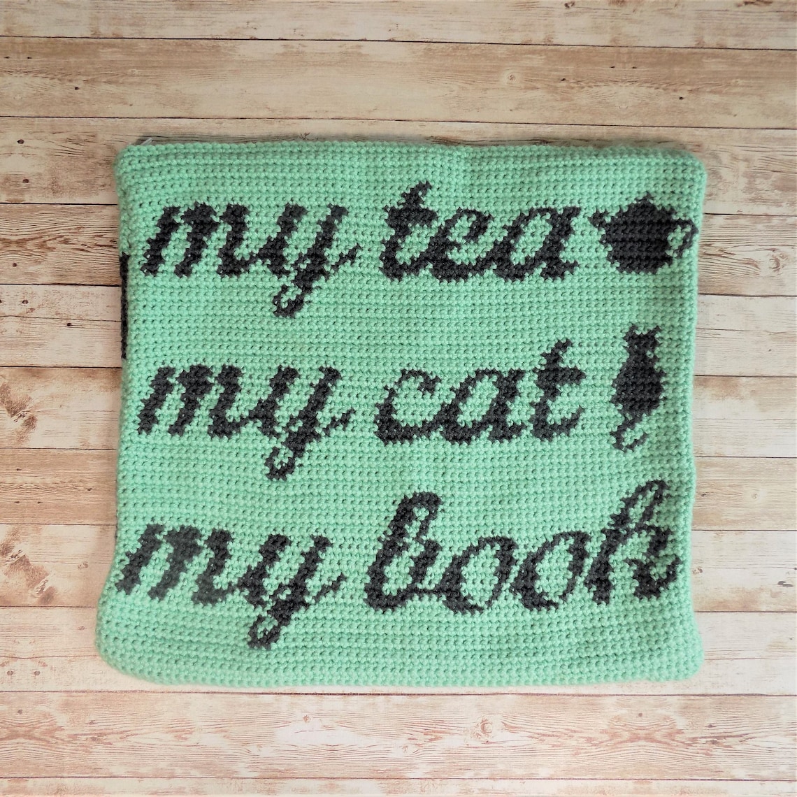 Crochet Pattern/graphgan/tapestry/crochet Tea, Cat, Book Pillow Pattern ...