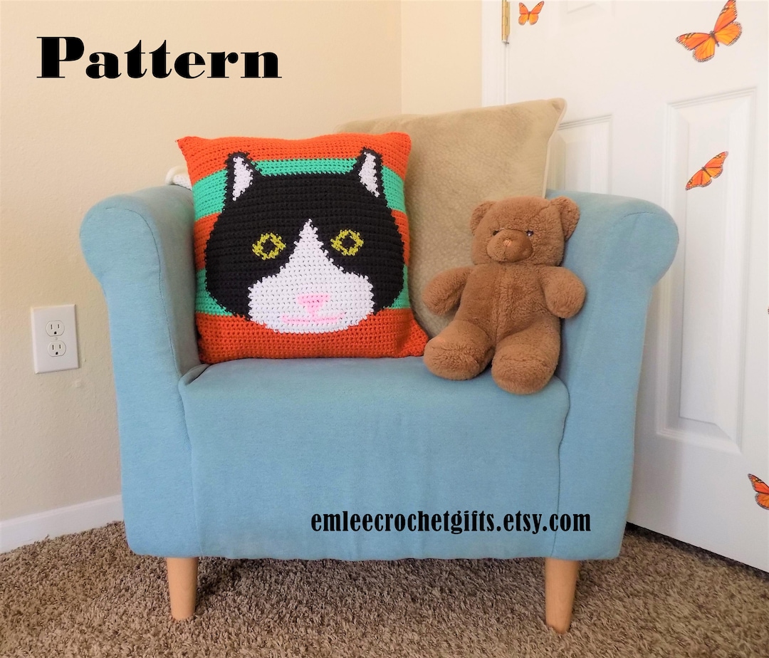 Cat Crochet Pillow Pattern - Etsy