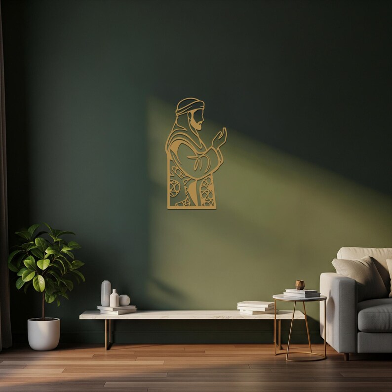 Praying Man Metal Wall Art, Islamic Prayer Silhouette Design for Living ...