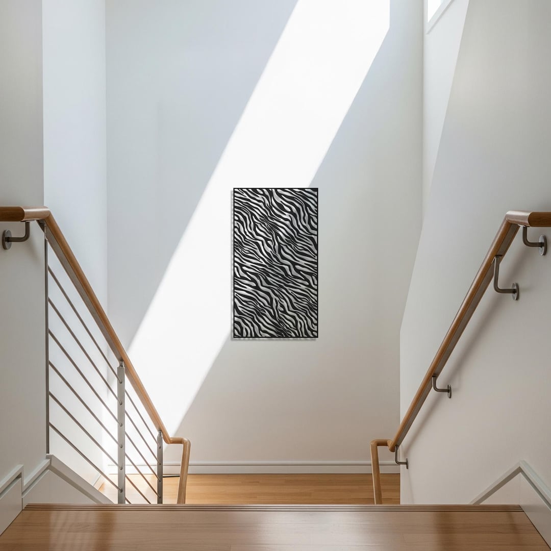 Zebra Print Metal Wall Art, Modern Abstract Black and White Tiger ...