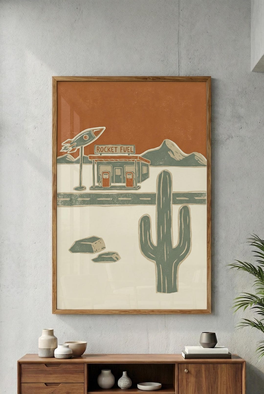 Retro Gas Station Print | Mid-century Desert Wall Art - Etsy
