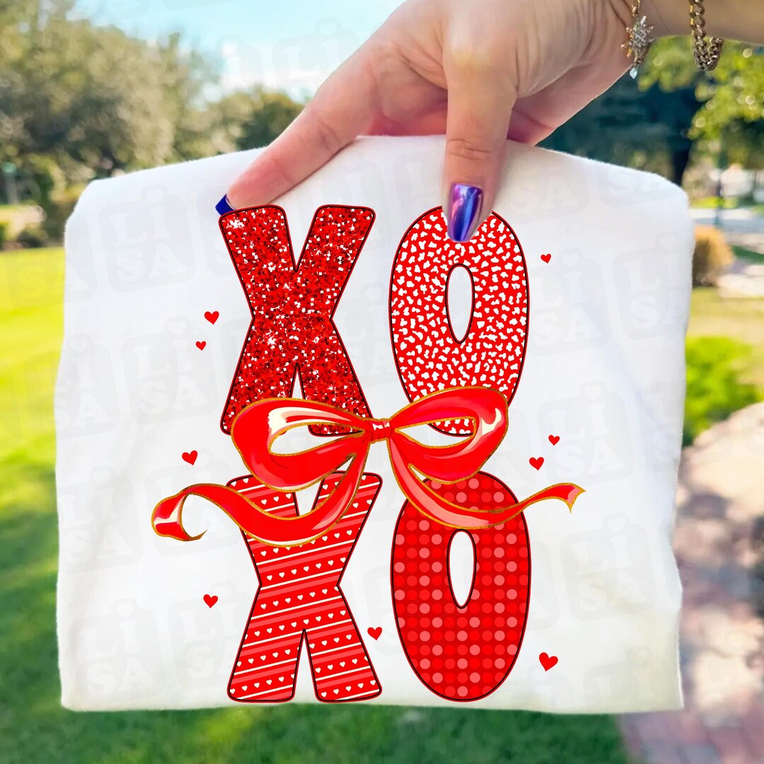 Preppy XOXO Valentine Png, Red Heart Coquette Design, Retro Girly ...