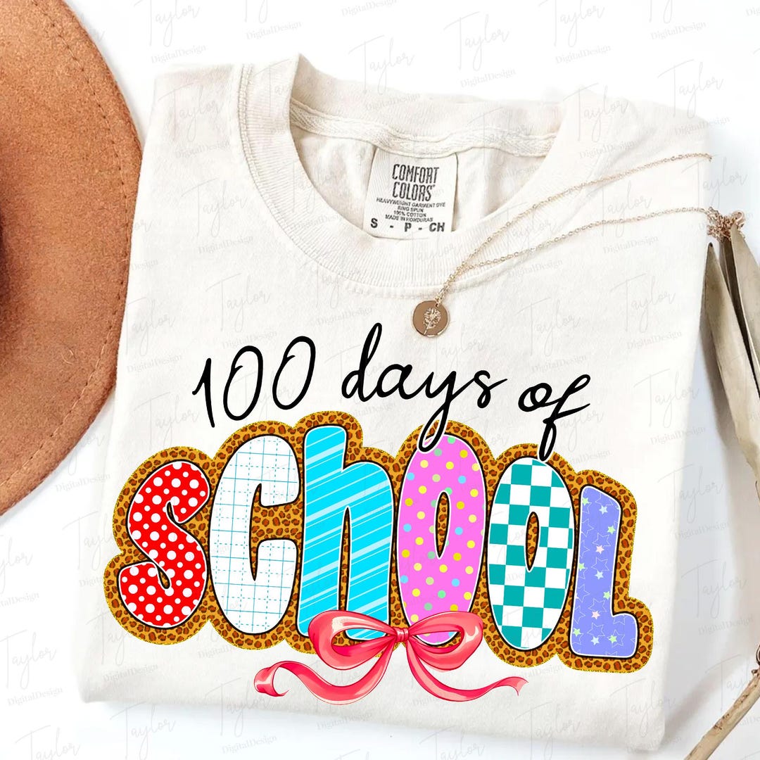 Preppy 100 Days of School Png, School Days Design, Retro Teacher Png ...