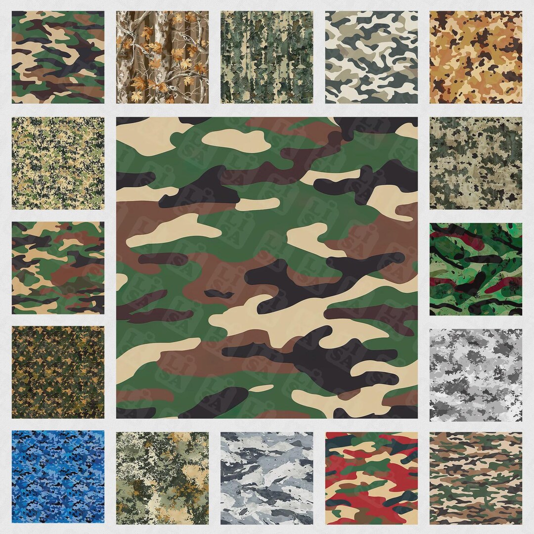 122 Military Camouflage Digital Papers, Seamless Camo Backgrounds for ...
