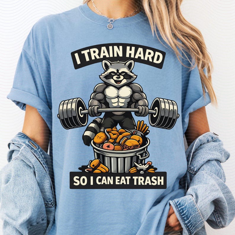 I Train Hard so I Can Eat Trash SVG PNG | Funny Gym Raccoon Design ...