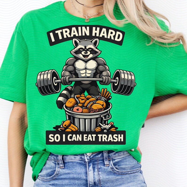 I Train Hard so I Can Eat Trash SVG PNG | Funny Gym Raccoon Design ...