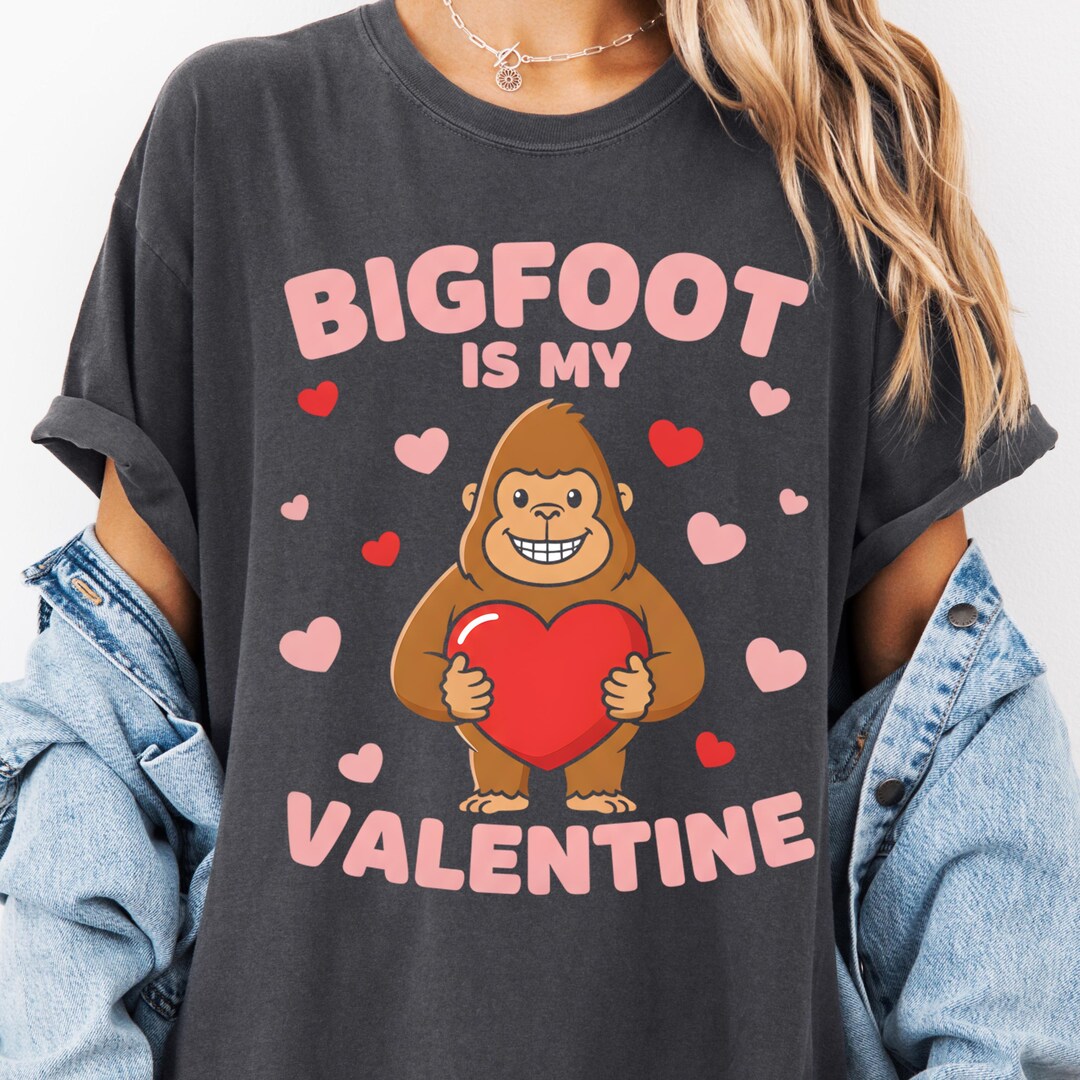 Bigfoot is My Valentine PNG: Cute Sasquatch Heart Love Png Funny ...