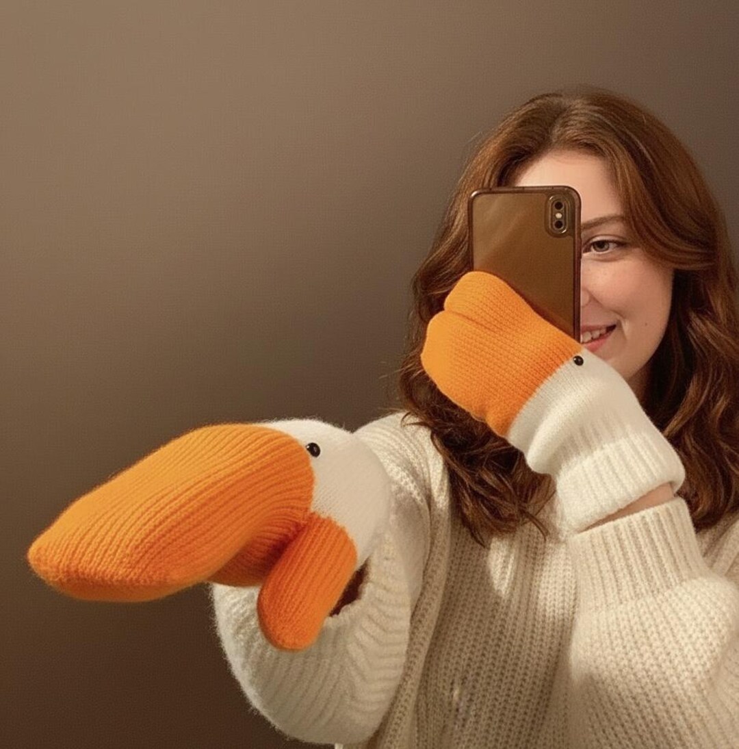 Handmade Crochet Goose Mittens – 3D Animal Knit Winter Gloves - Etsy