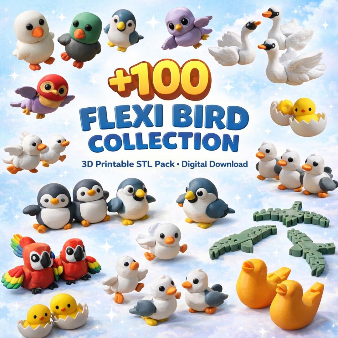 100+ Flexi Bird STL Pack – 3D Printable Articulated Toys (digital ...