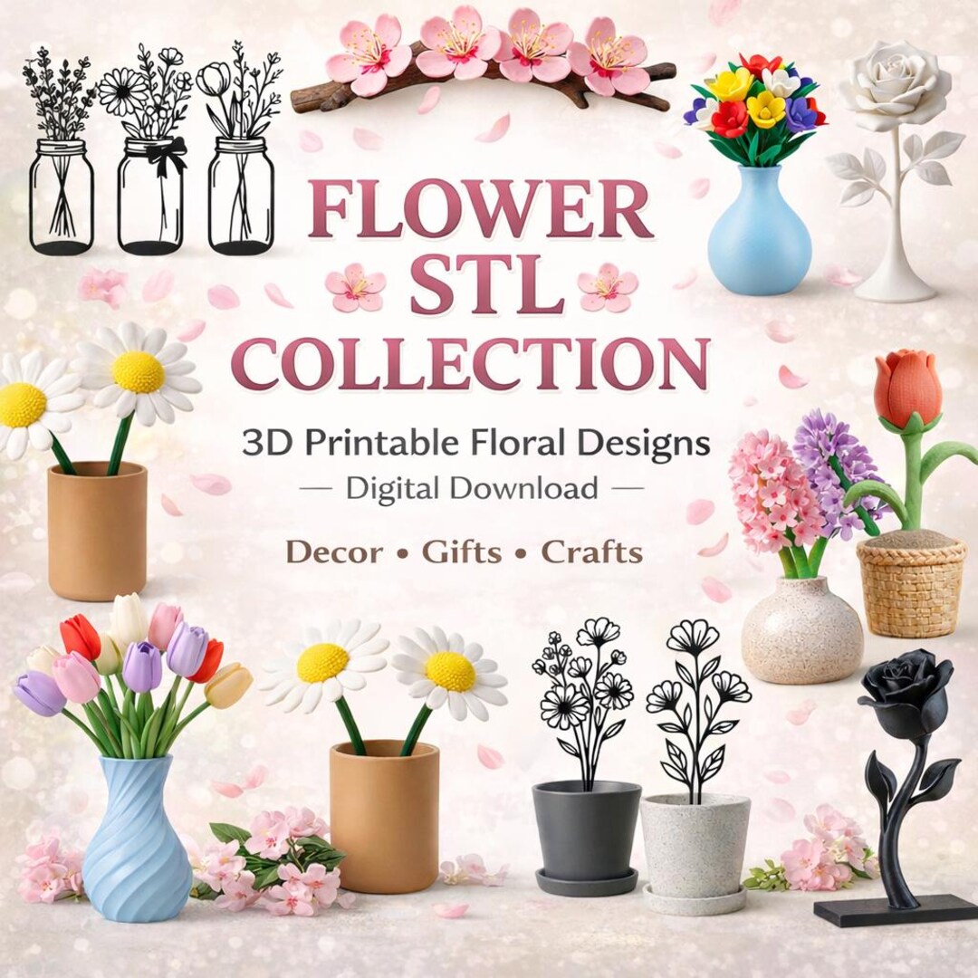 3D Printable Flower STL Collection – Floral Home Decor (digital ...