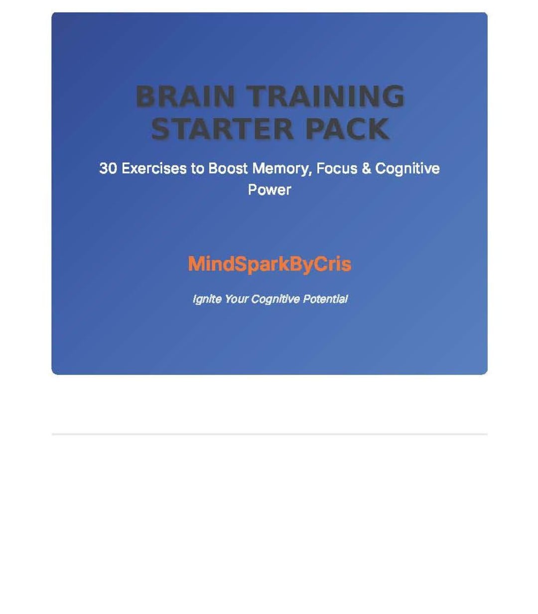 Brain Training Starter Pack - 30 Printable Worksheets for Memory Focus ...