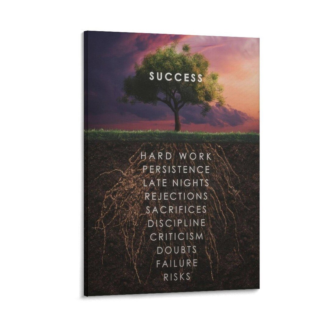 Success Motivational Roots of Success Tree Painting on Canvas Wall Art ...