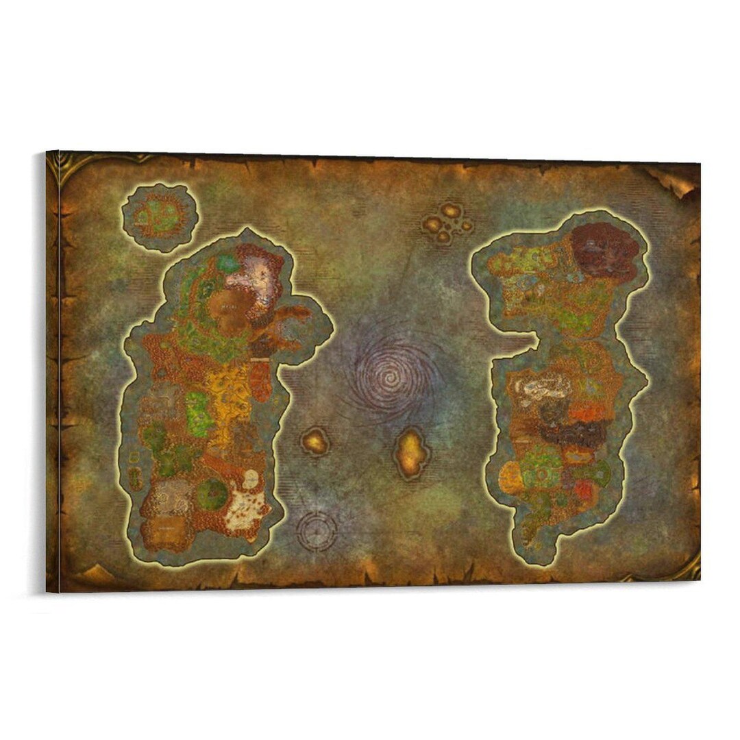 World-of-warcraft-map Painting on Canvas Wall Art Poster Picture Print ...