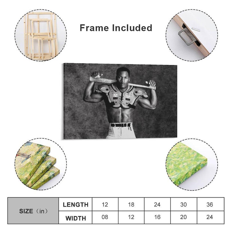 Bo Jackson 40-yard Dash Baseball Painting on Canvas Wall Art Poster ...