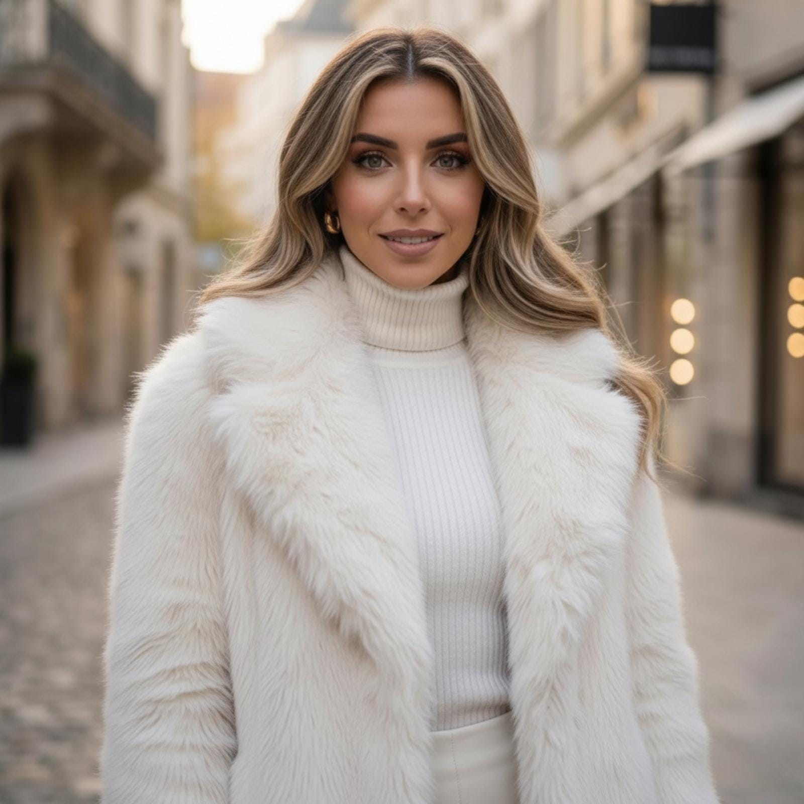 Ivory Faux Fur Coat for Women – Luxury Soft Winter Jacket | Chic Medium ...