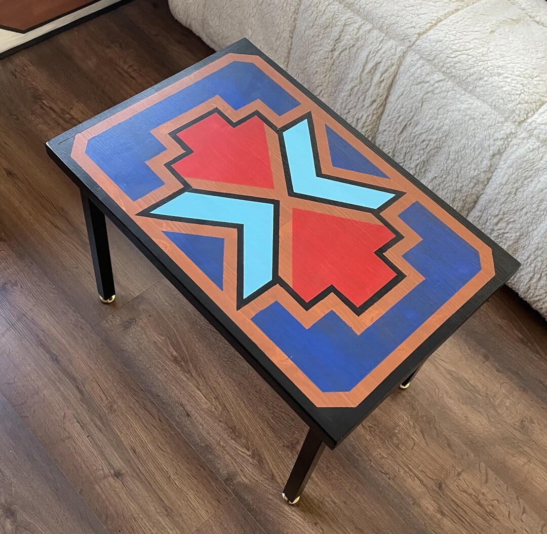 Colourful South African Tribal Painted Wooden Table – Handmade African ...