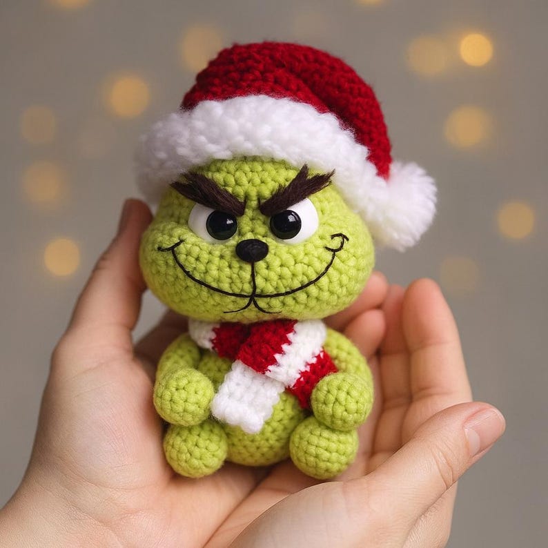 Grinch Crochet Pattern PDF: Amigurumi Christmas Villain Ornament - Etsy