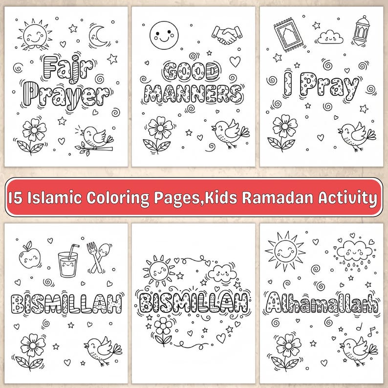 Islamic Coloring Book | Muslim Kids Ramadan Activity (PDF Printable) - Etsy