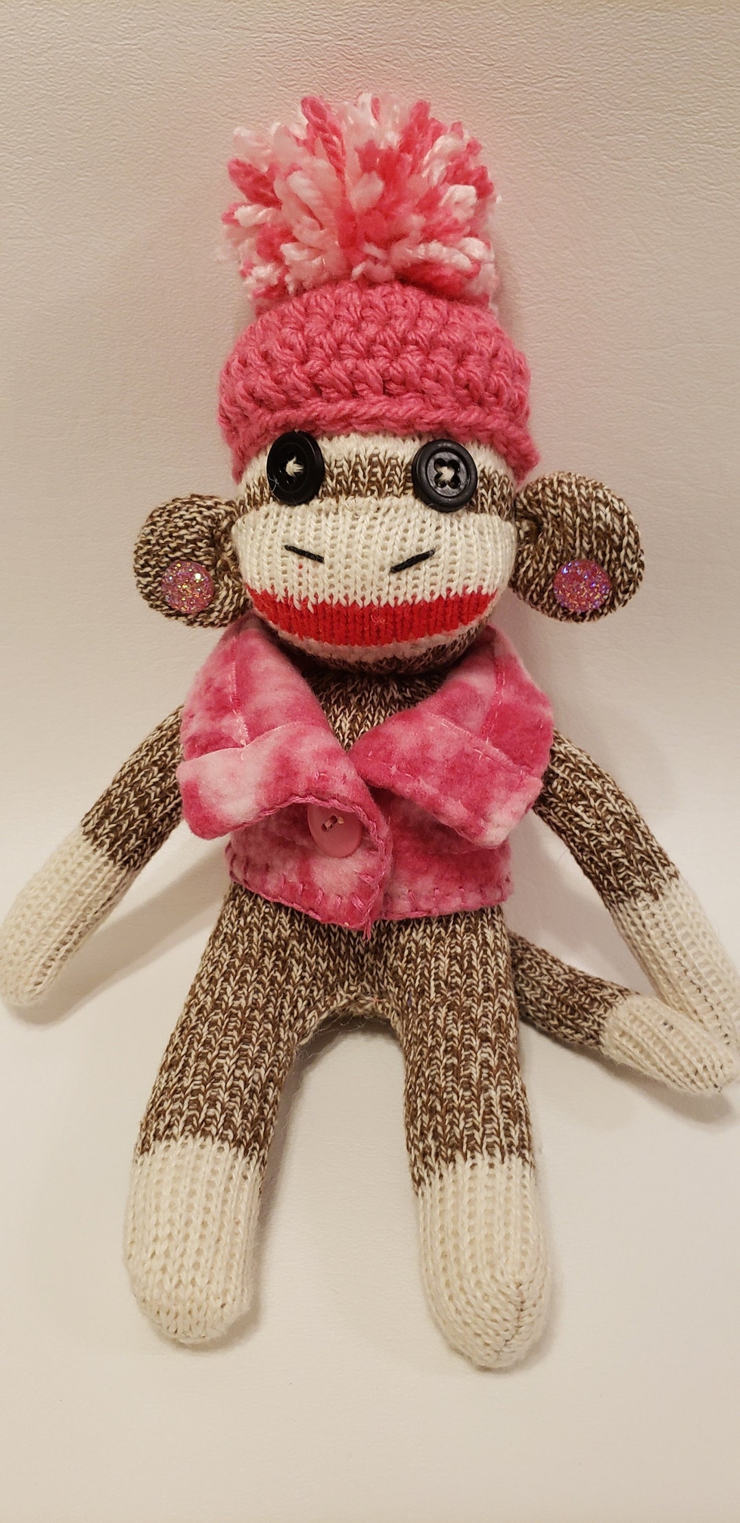 8 Sock Monkey Toy, Cute Little Sock Monkey, Tiny Sock Monkey Doll, Sock ...