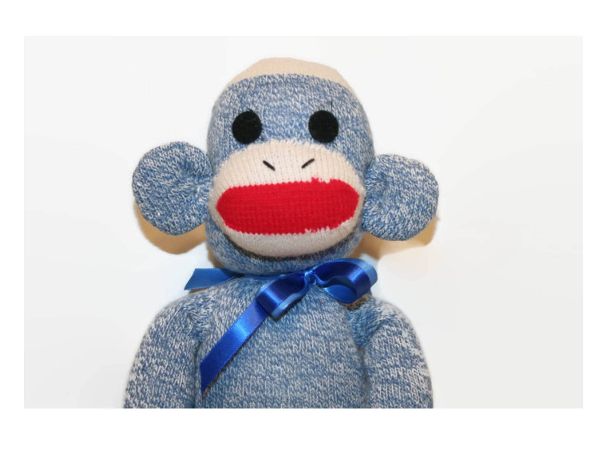 Sock Monkey for Baby, Blue Stuffed Sock Monkey Toy, Baby Safe Sock ...