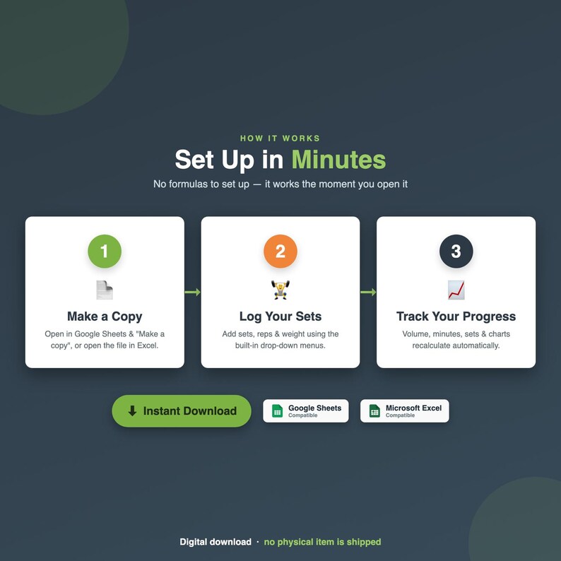 Workout Tracker Spreadsheet, Google Sheets + Excel Fitness Tracker, Gym ...