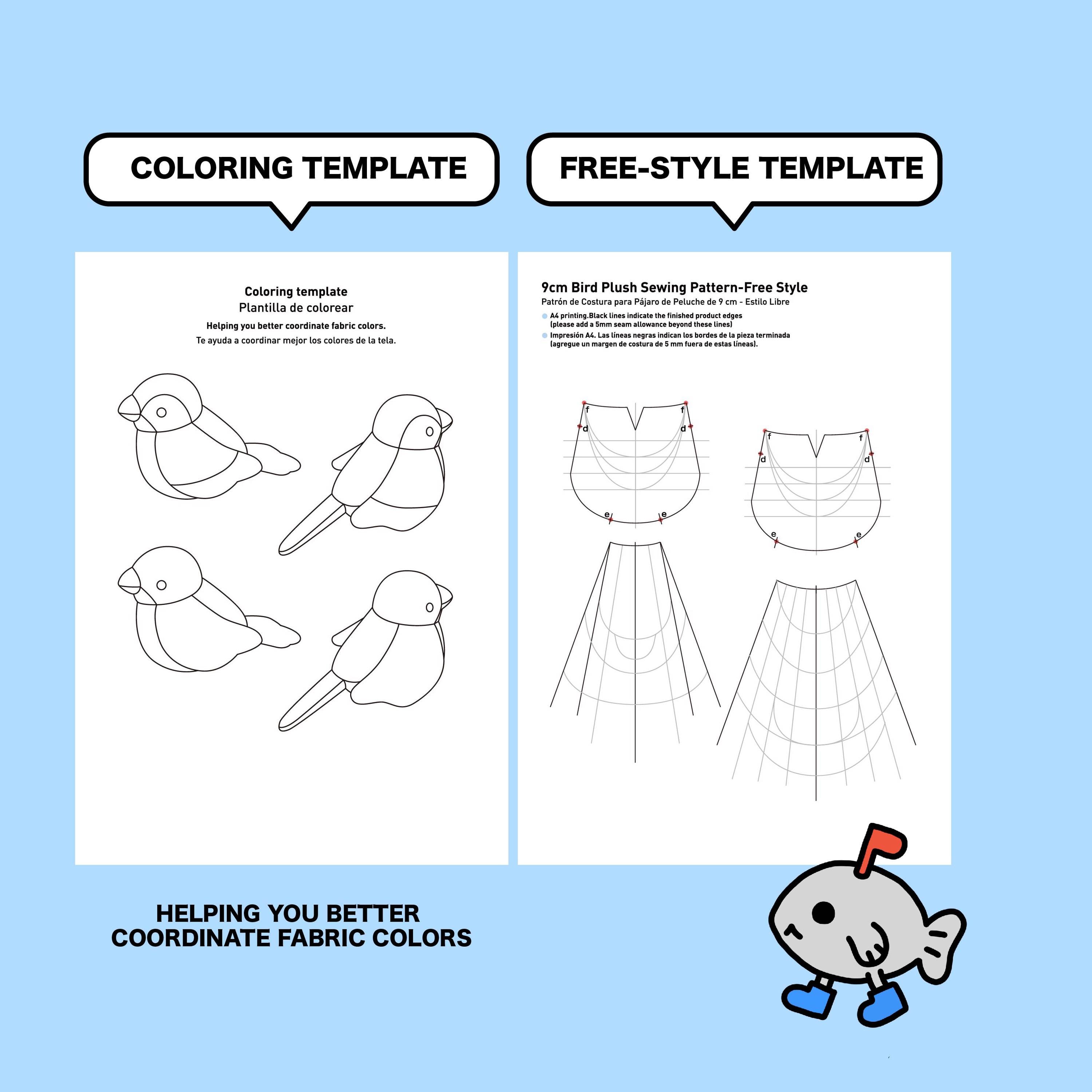 3 Types of Birds Plush Sewing Pattern & Tutorial (english/español ...