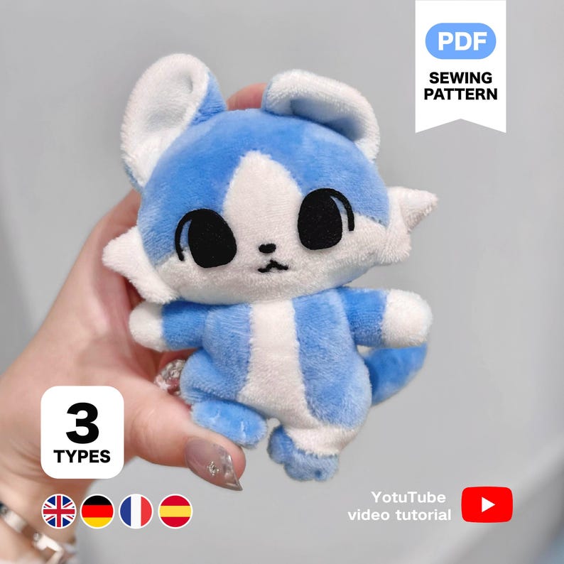 10cm Furry Pocket Fursona Plush Sewing Pattern & Tutorial (english ...