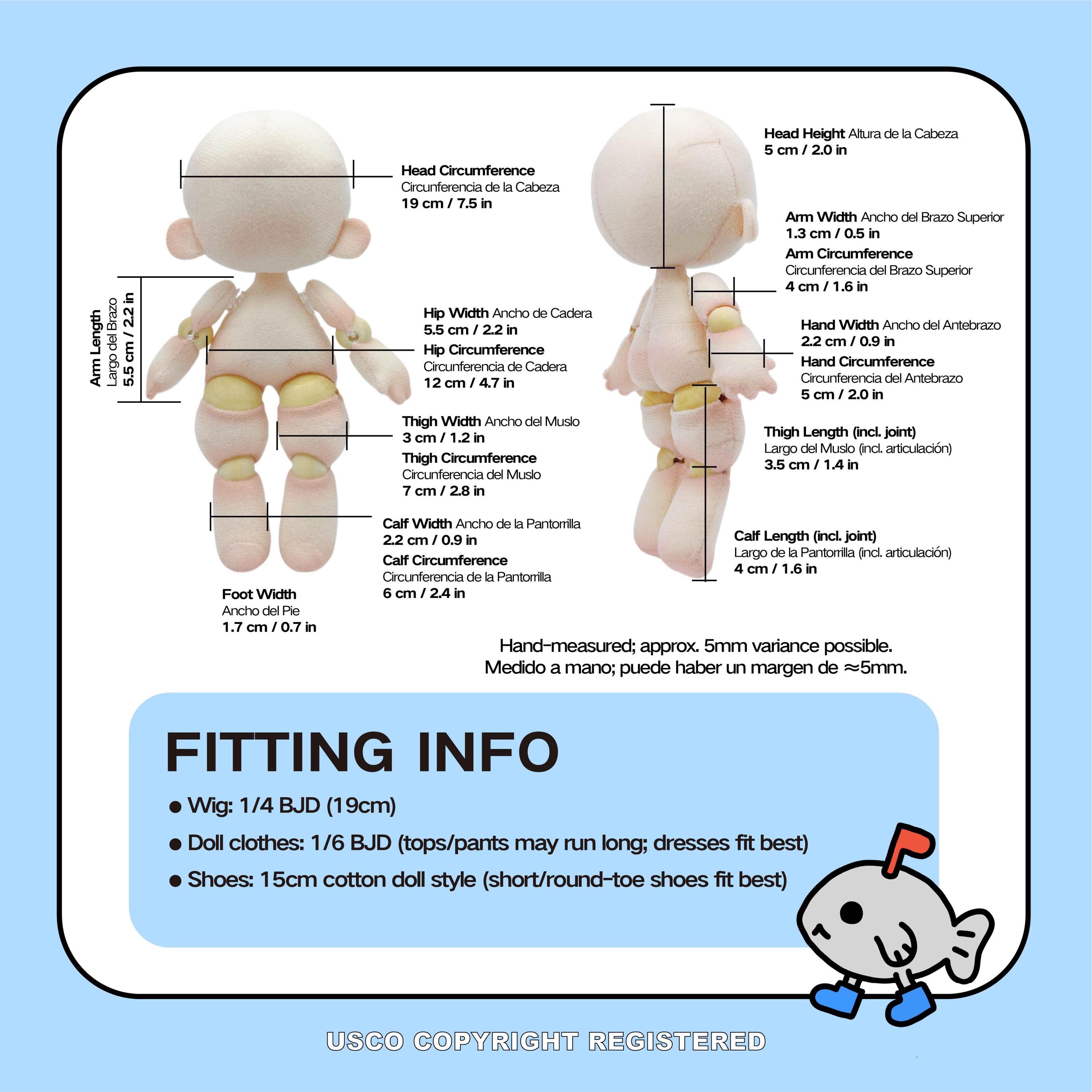 17cm Joint Plush Doll Sewing Pattern & Tutorial (english/español ...