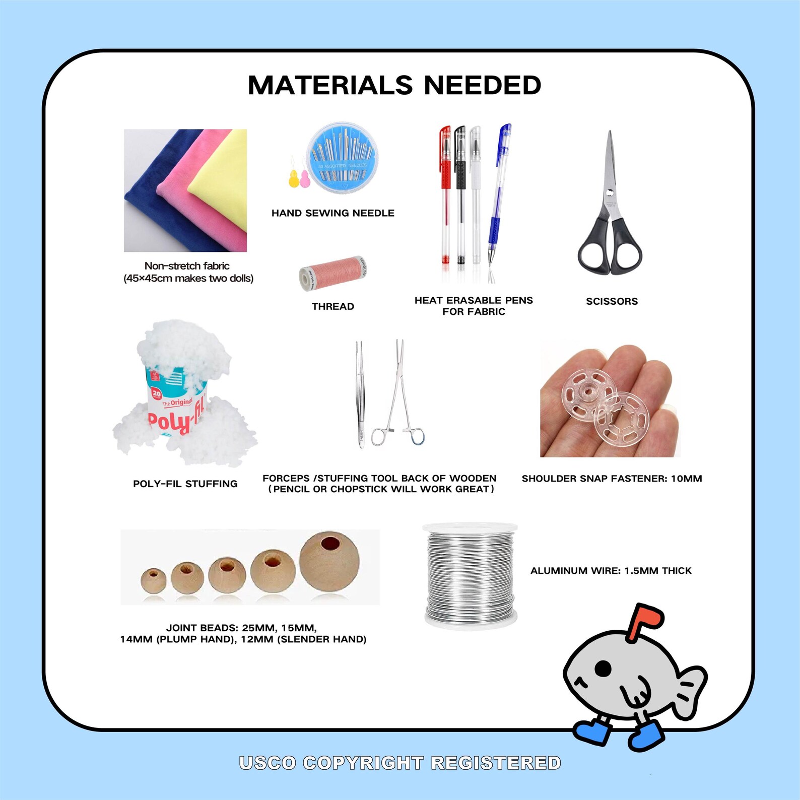 17cm Joint Plush Doll Sewing Pattern & Tutorial (english/español ...