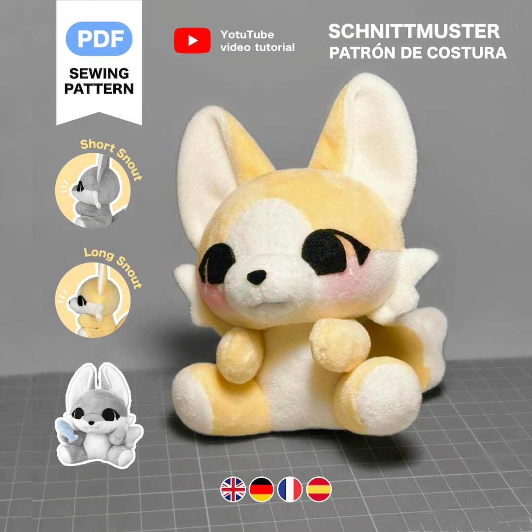 9cm Sitting Fursona Furry Plush Sewing Pattern & Tutorial (english ...