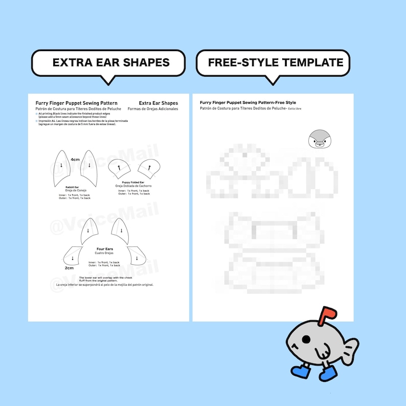 Furry Finger Puppet Fursona Plush Sewing Pattern & Tutorial (english ...