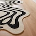 Wavy Flow Abstract Designer Runner Rug | Modern Wavy Abstract Black ...