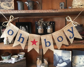 Burlap Triplets Banner | Etsy