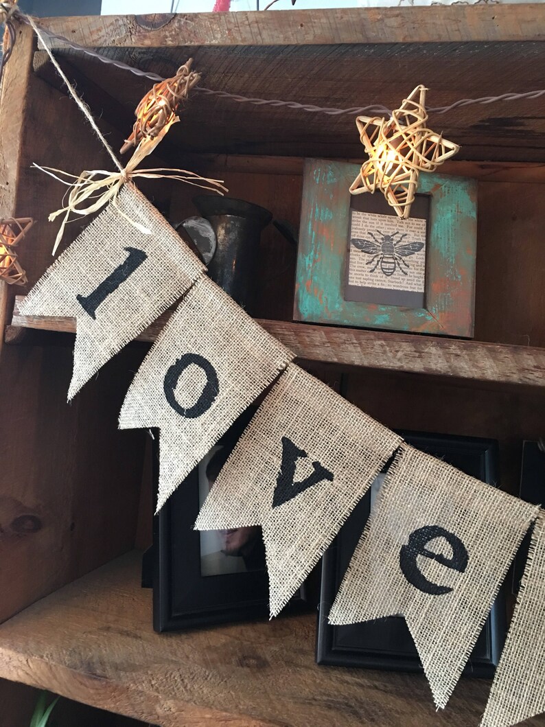 Burlap Love Birds Wedding or Anniversary Banner - Etsy